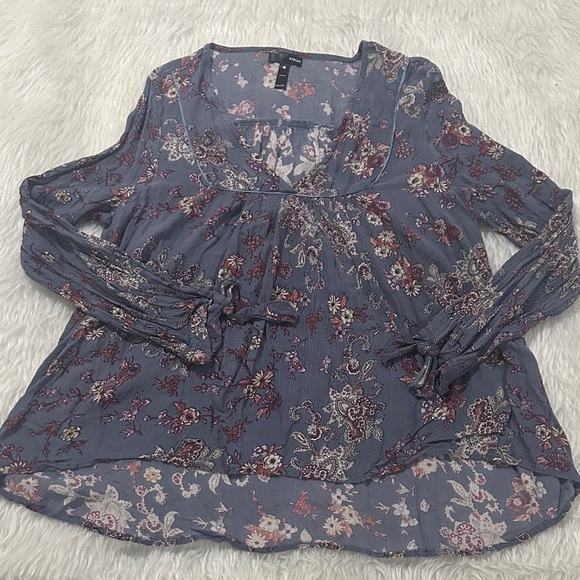 Aqua | Tops | Aqua Floral Blouse Blue And Red | Poshmark